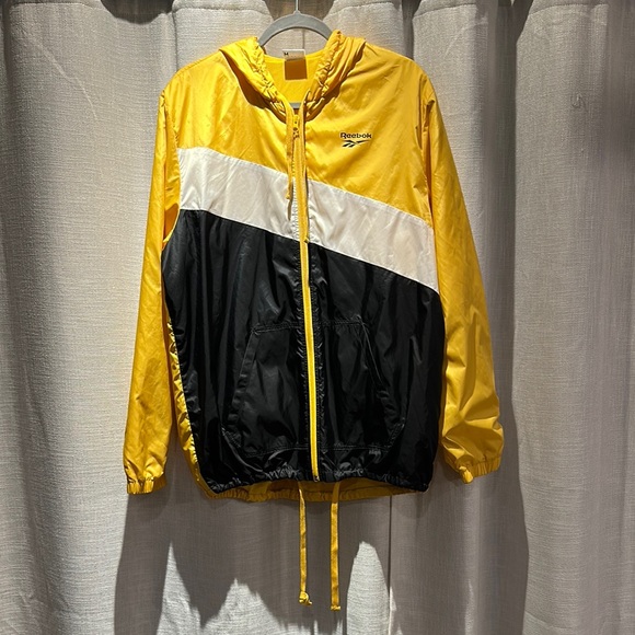 Reebok | Jackets & Coats | Reebok Yellow And Black Windbreaker Jacket ...